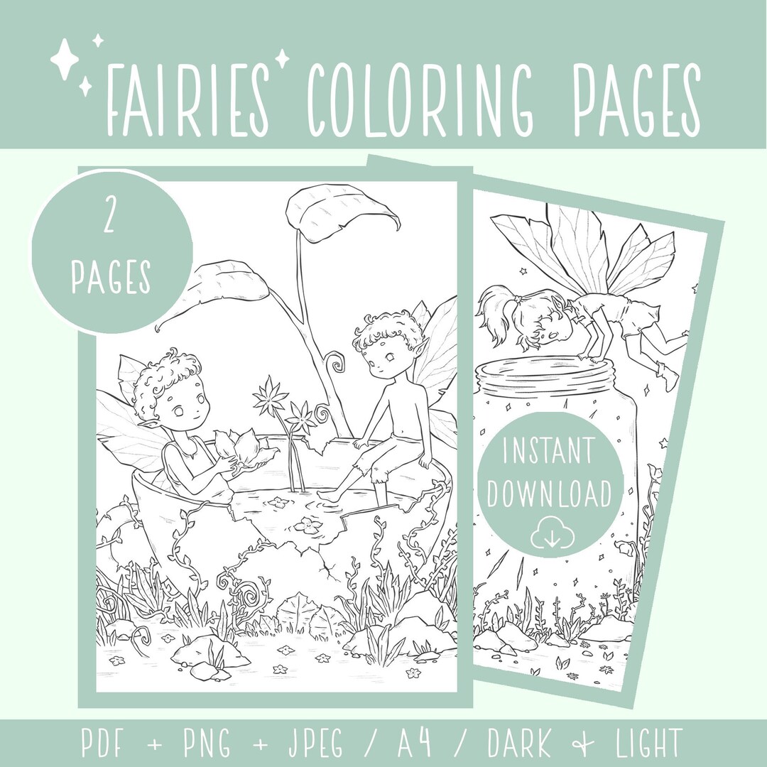 Teacup Fairies, Pixies, Coloring Pages, Fairy Instant Download ...