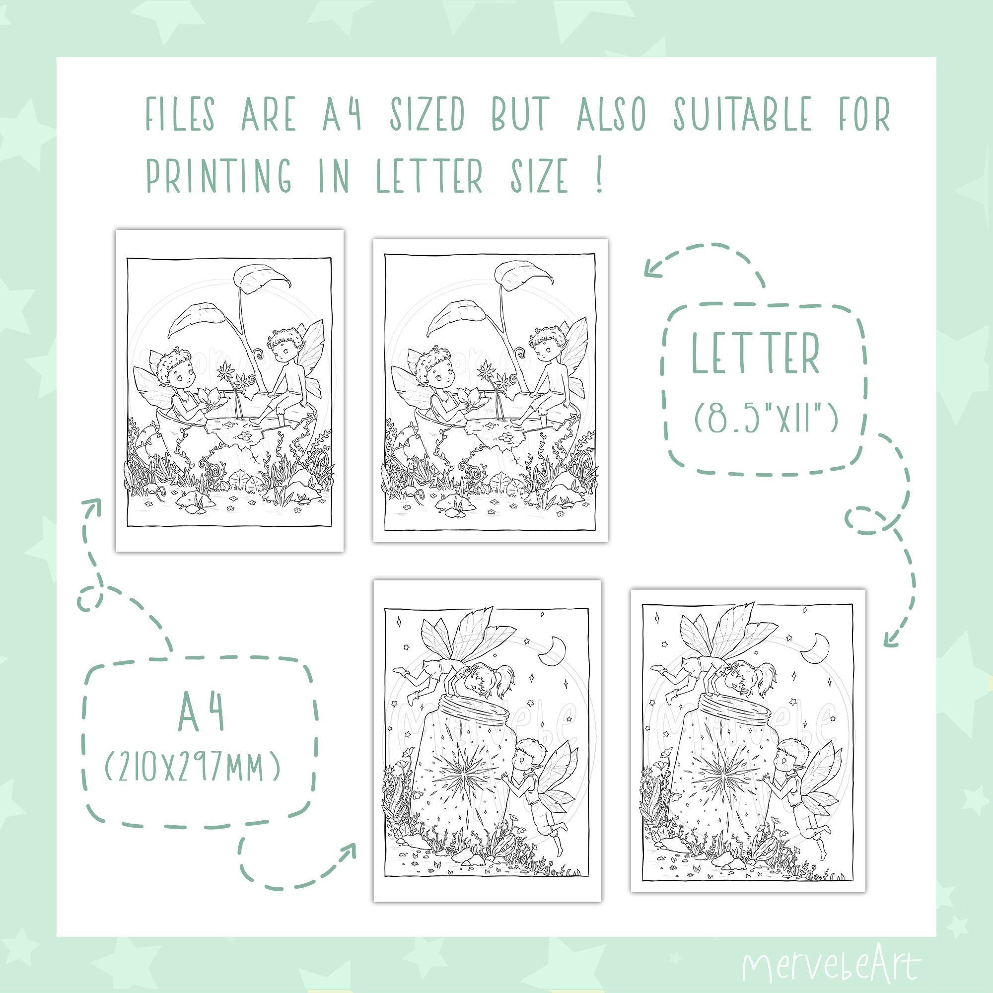 Teacup Fairies, Pixies, Coloring Pages, Fairy Instant Download ...