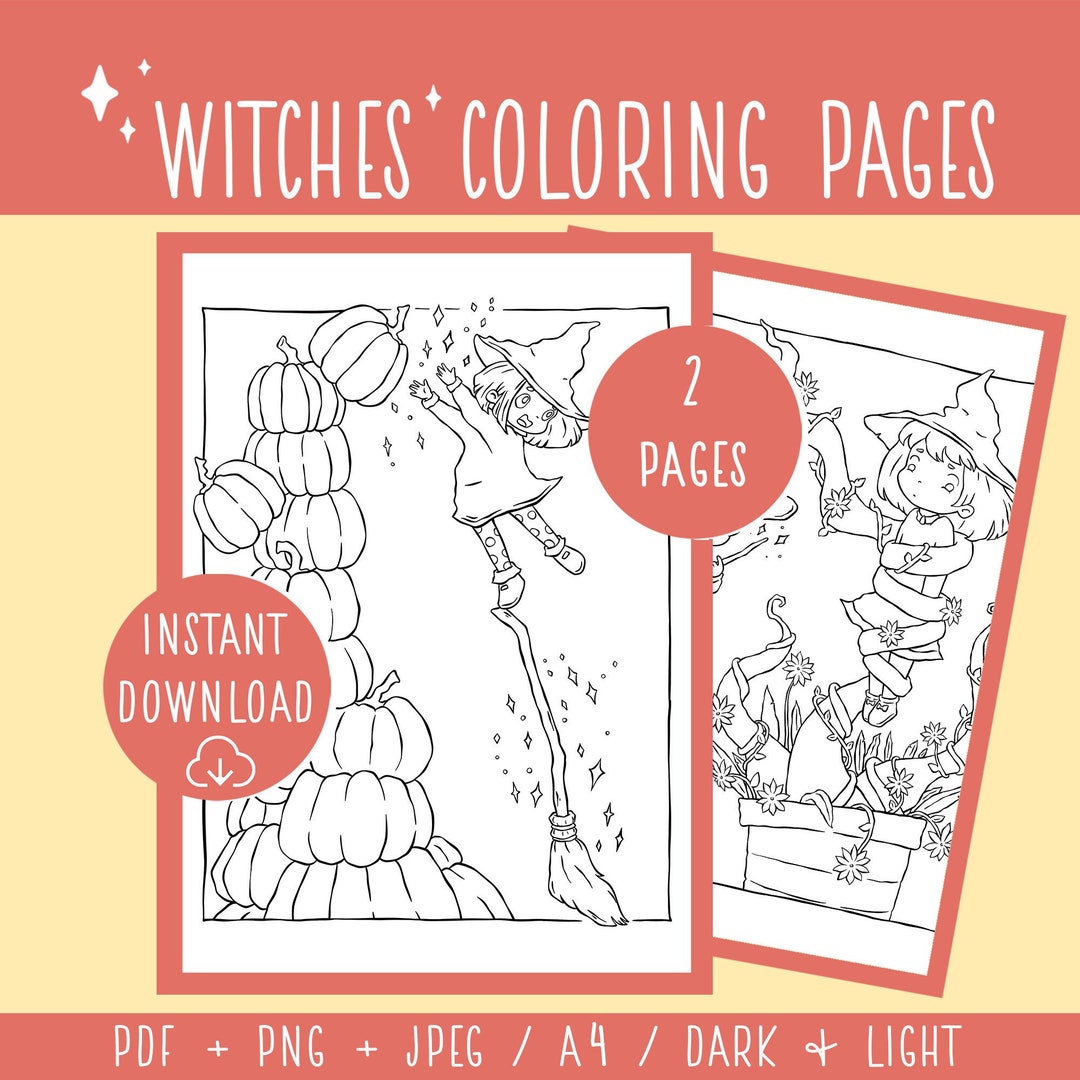 Witchcraft Went Wrong, Cute Clumsy Witches Coloring Pages, Adorable ...