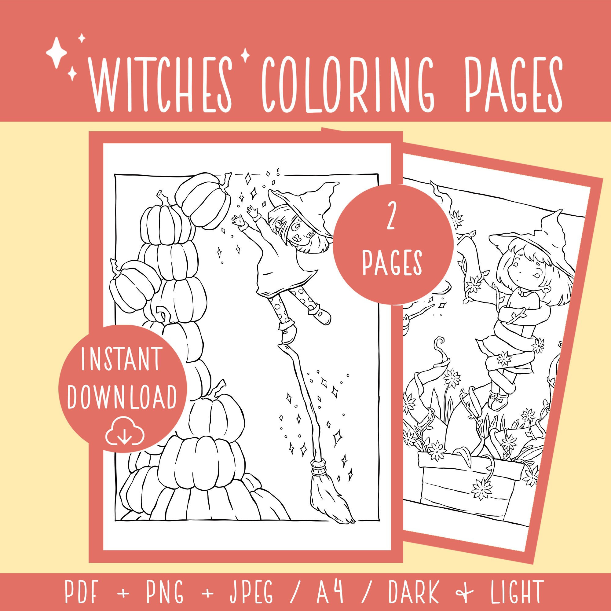 Witchcraft Went Wrong, Cute Clumsy Witches Coloring Pages, Adorable ...