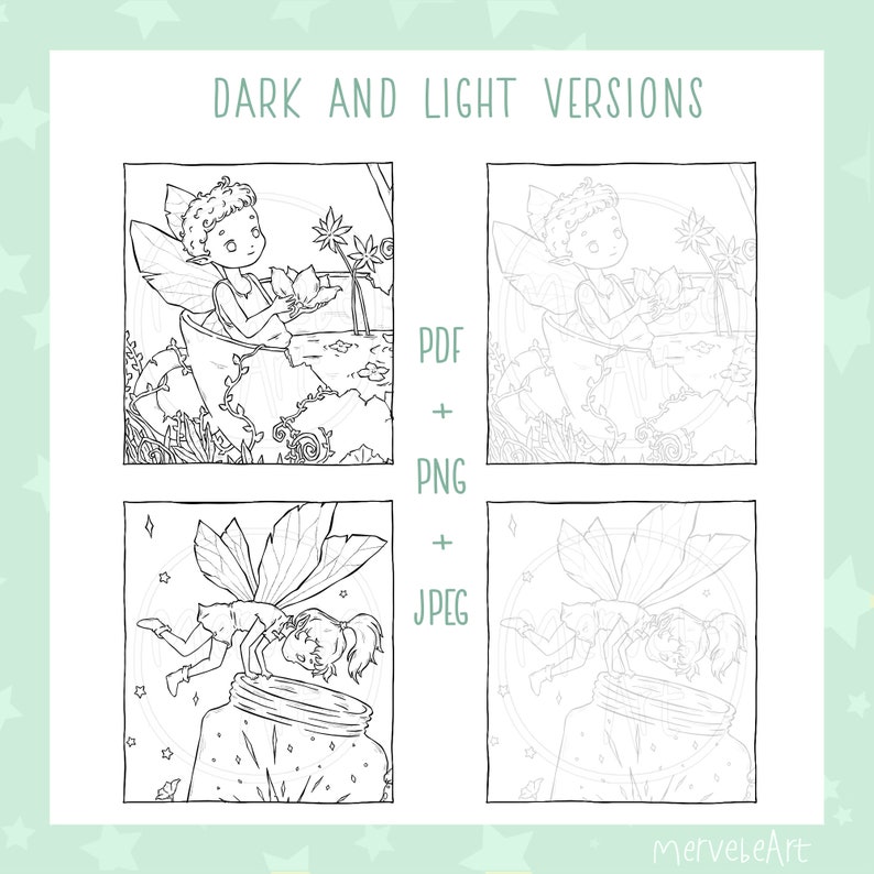 Teacup Fairies, Pixies, Coloring Pages, Fairy Instant Download ...