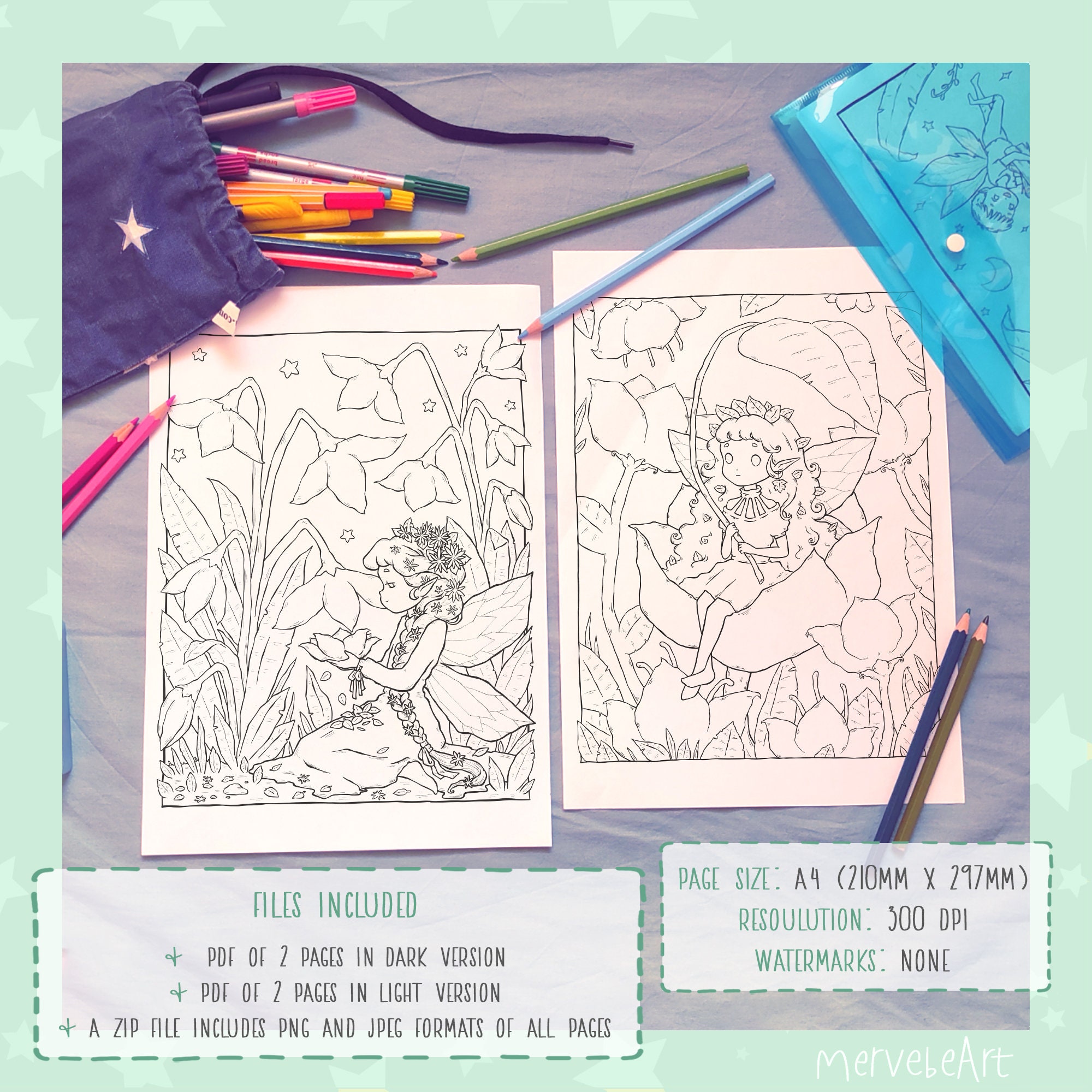 Flower Fairies, Fairy Coloring Pages, Cute Pixies, Printables, Floral ...