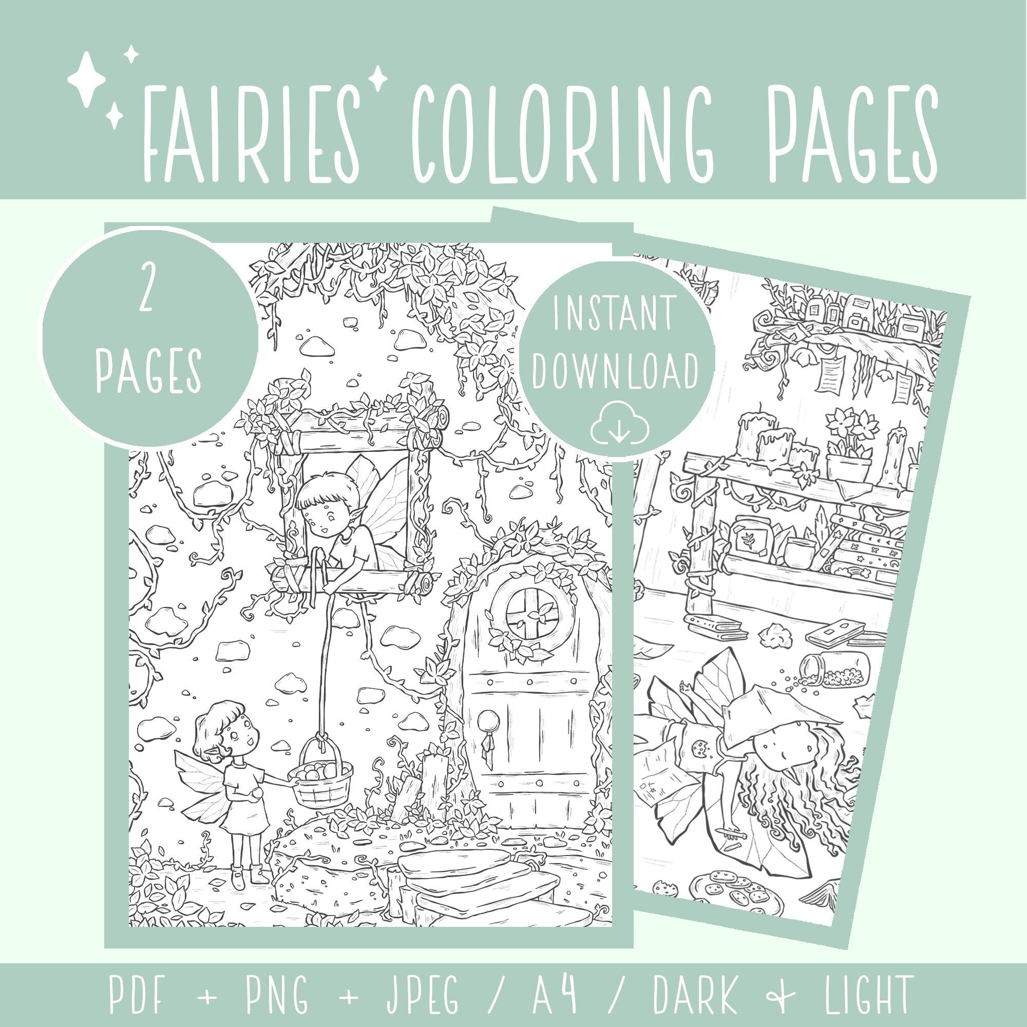 Daily Life Fairies, Fairy Chores Coloring Pages, Ivy Covered House ...