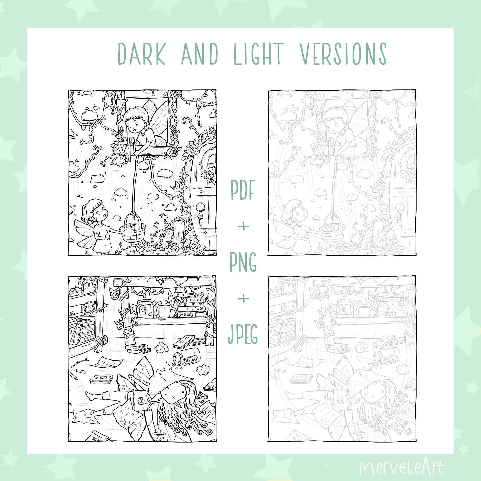 Daily Life Fairies, Fairy Chores Coloring Pages, Ivy Covered House ...