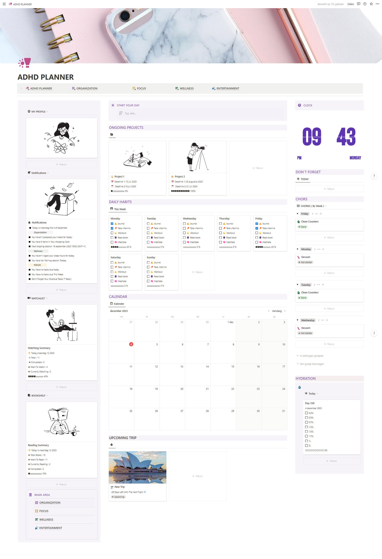 Notion ADHD Dashboard, Complete Bundle to Organize Your Life With This ...