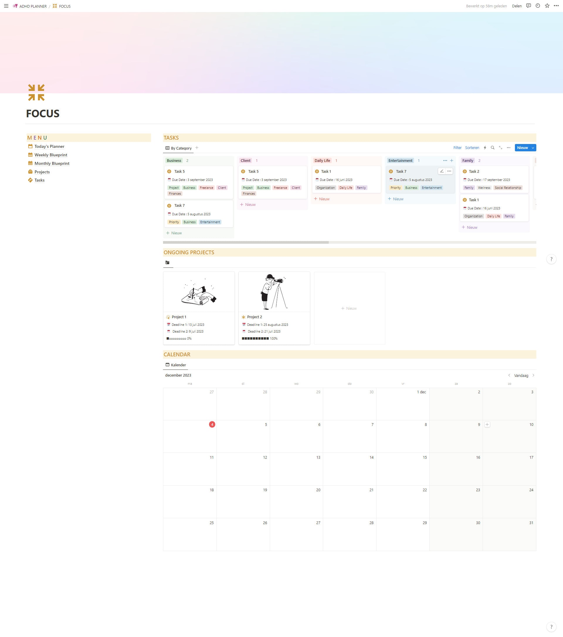 Notion ADHD Dashboard, Complete Bundle to Organize Your Life With This ...