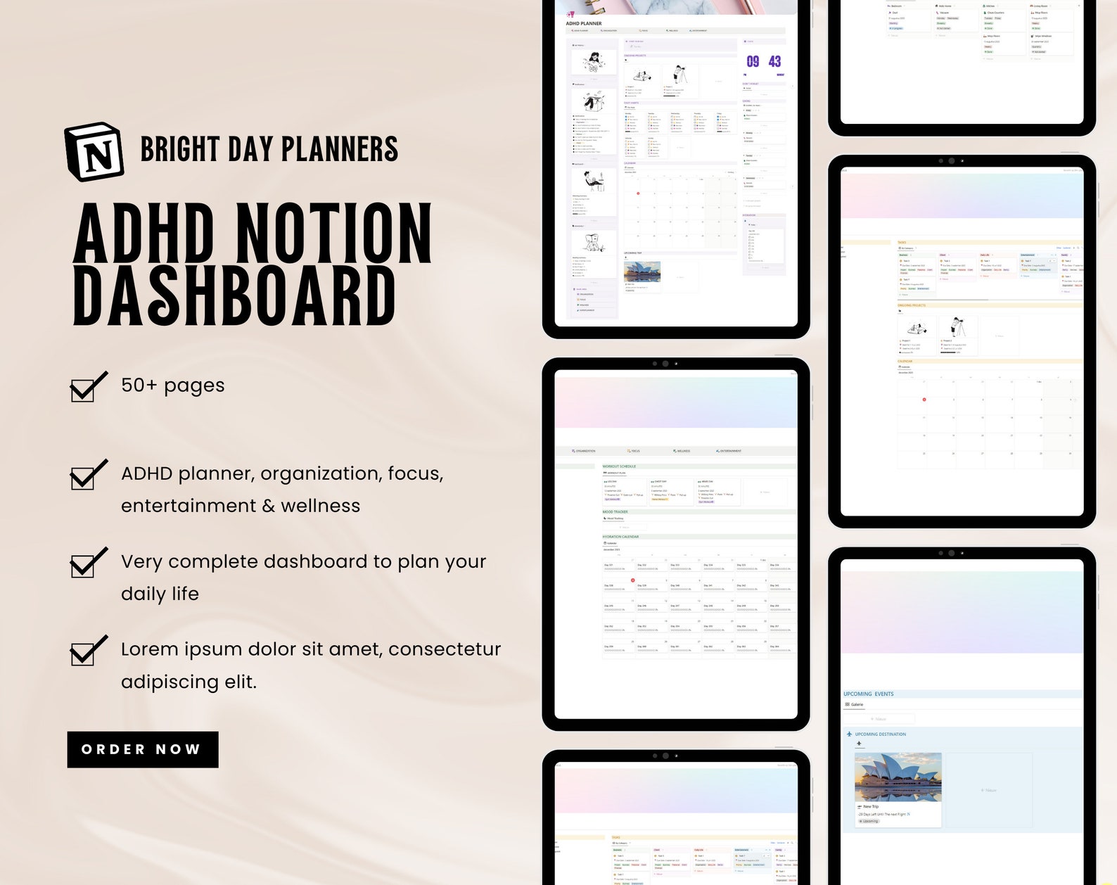 Notion ADHD Dashboard, Complete Bundle to Organize Your Life With This ...