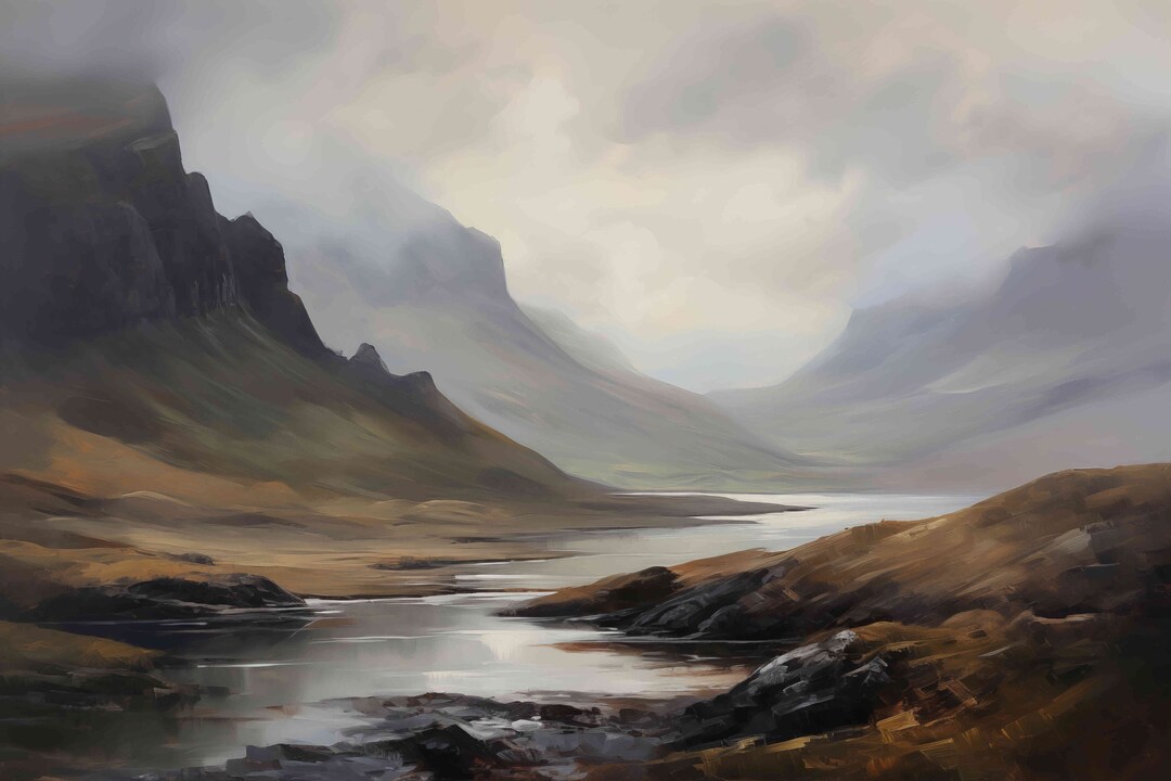 Vintage Isle of Skye Landscape Oil Painting, Antique Landscape Print ...