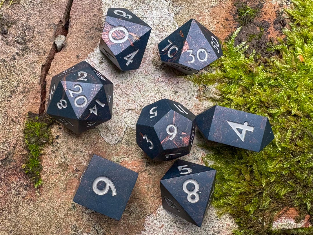 Nox Aenea Sharp‑edge Dnd Dice Set | 7‑piece Hand‑crafted Jesmonite ...