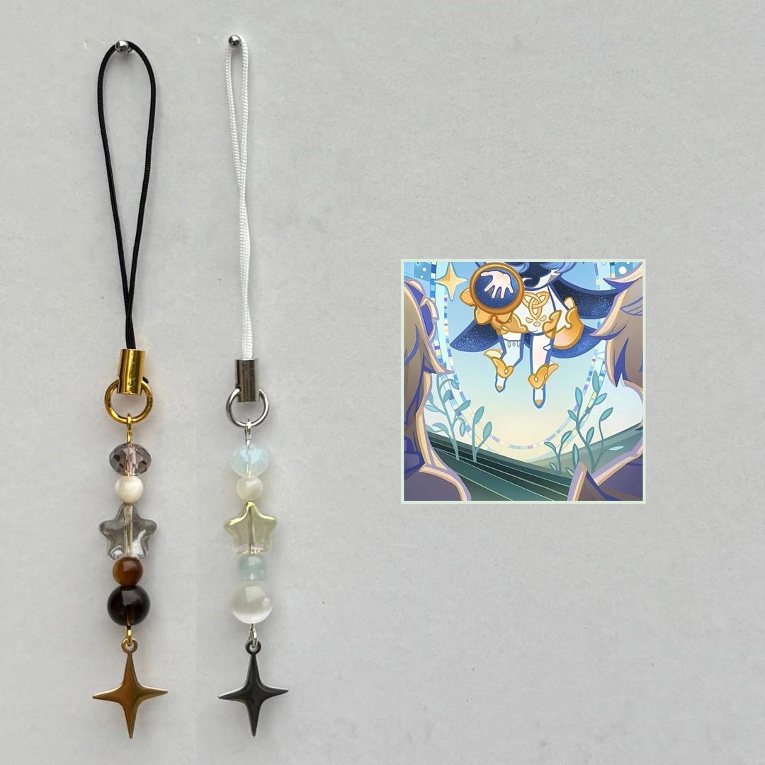 Aether and Lumine Genshin Impact Phone Charm/strap Mother of Pearl ...