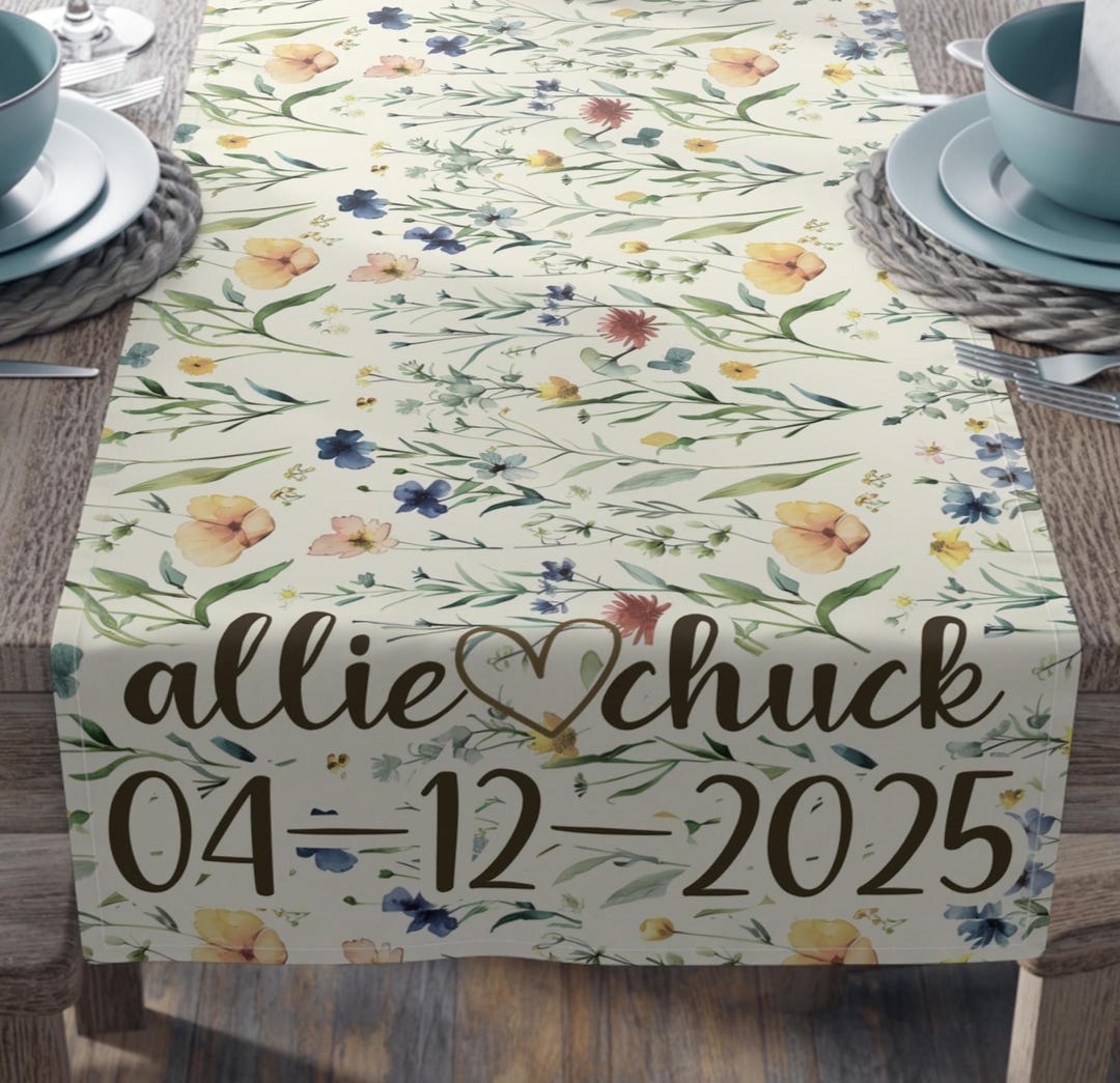 Personalized Wedding Table Runner, Wildflower Bridal Shower Gift ...