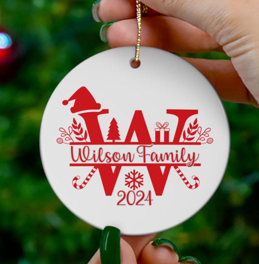 Personalized Family Monogram Ceramic Ornament, Custom Name and Year ...