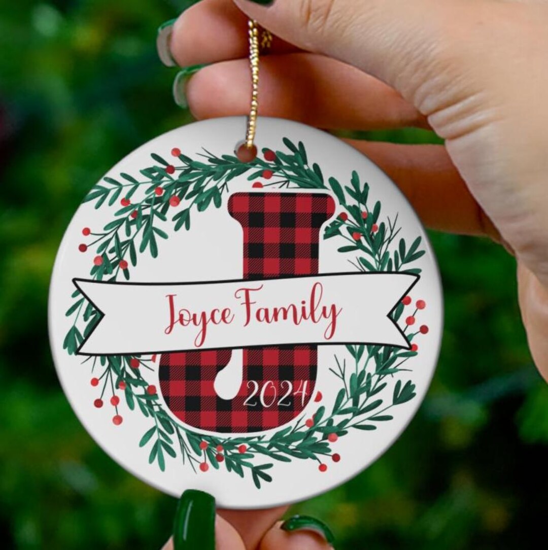 Personalized Family Monogram Ceramic Ornament, Custom Name and Year ...
