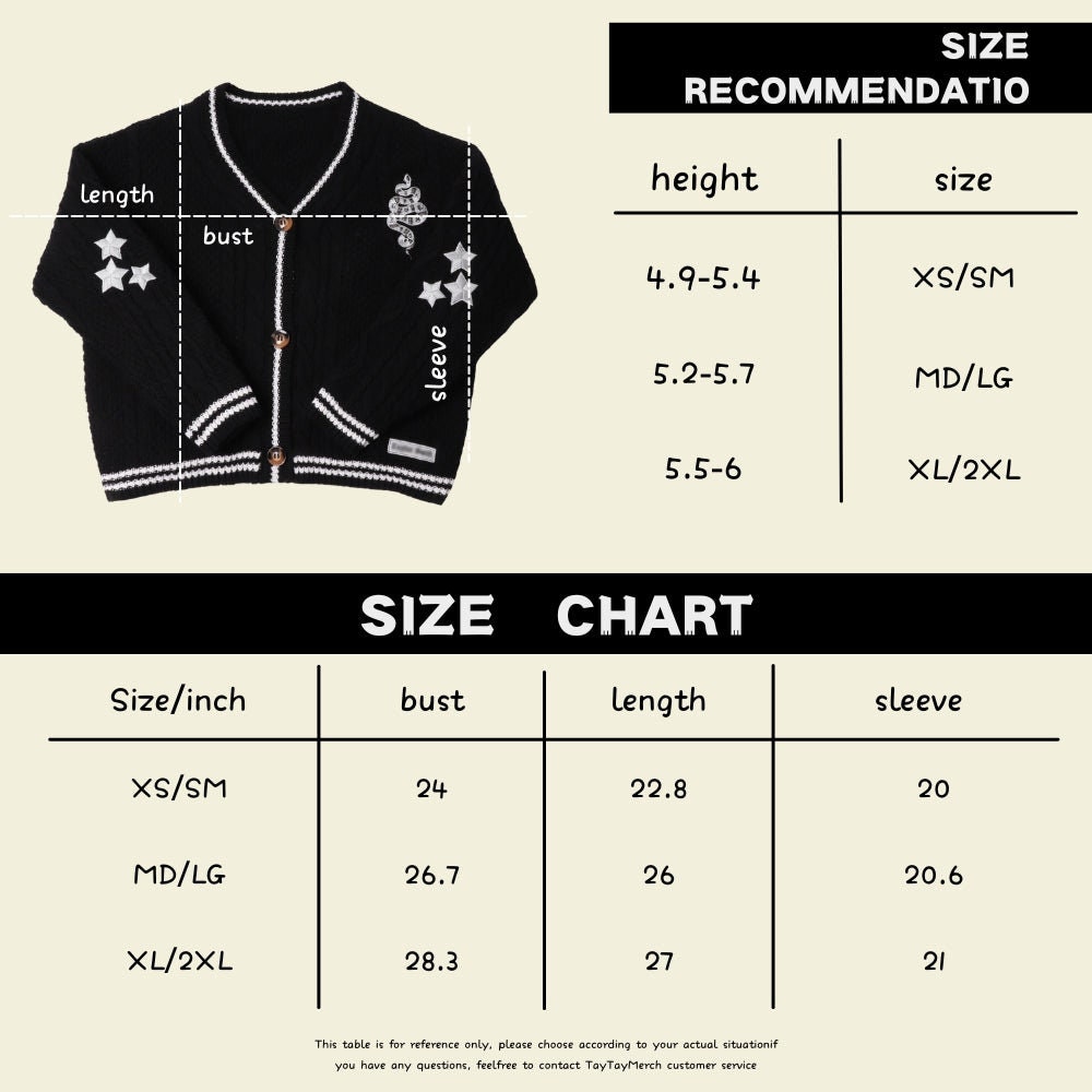 Black Taylor Swift Reputation Cardigan: Soft Knitted Star Cardigan ...