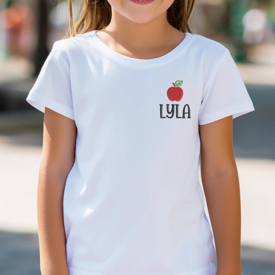 Personalized Kids Apple Tee Shirt, Custom Embroidered Name Monogrammed ...