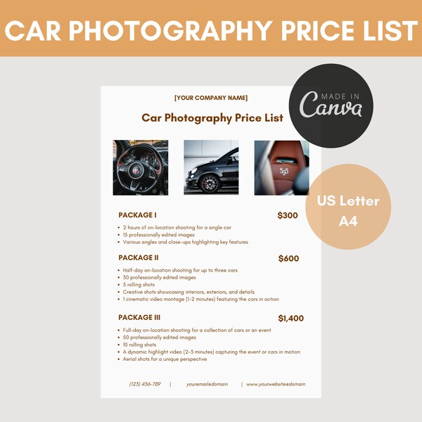 Car Price List Template - Etsy