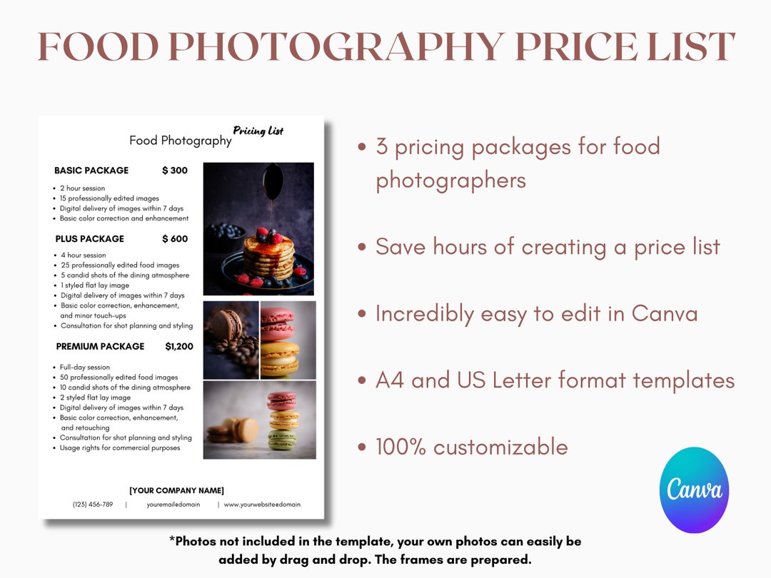 Food Photography Pricing List Template | Food Photography | Canva ...