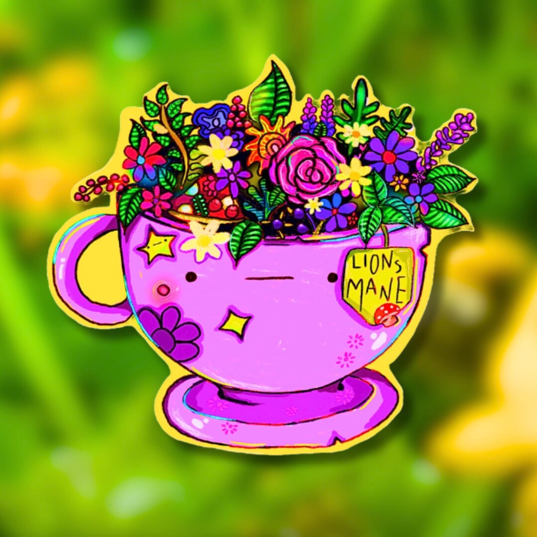 Tea Cup Sticker, Herbal Tea Vinyl Sticker, Cute Mug Decal, Kawaii Girly ...
