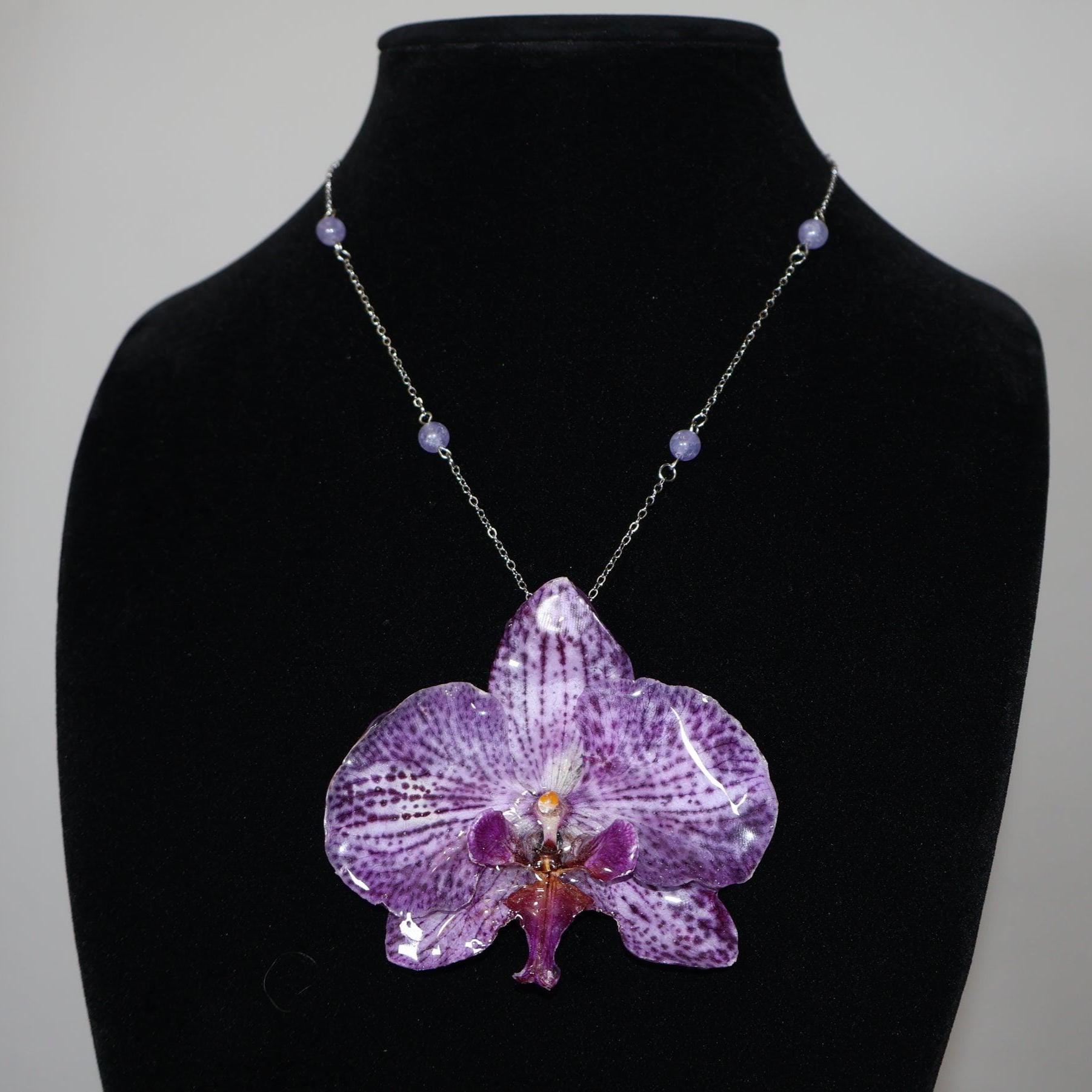 Real Orchid Flower Necklace | Purple Orchid Pendant | Natural Flower ...