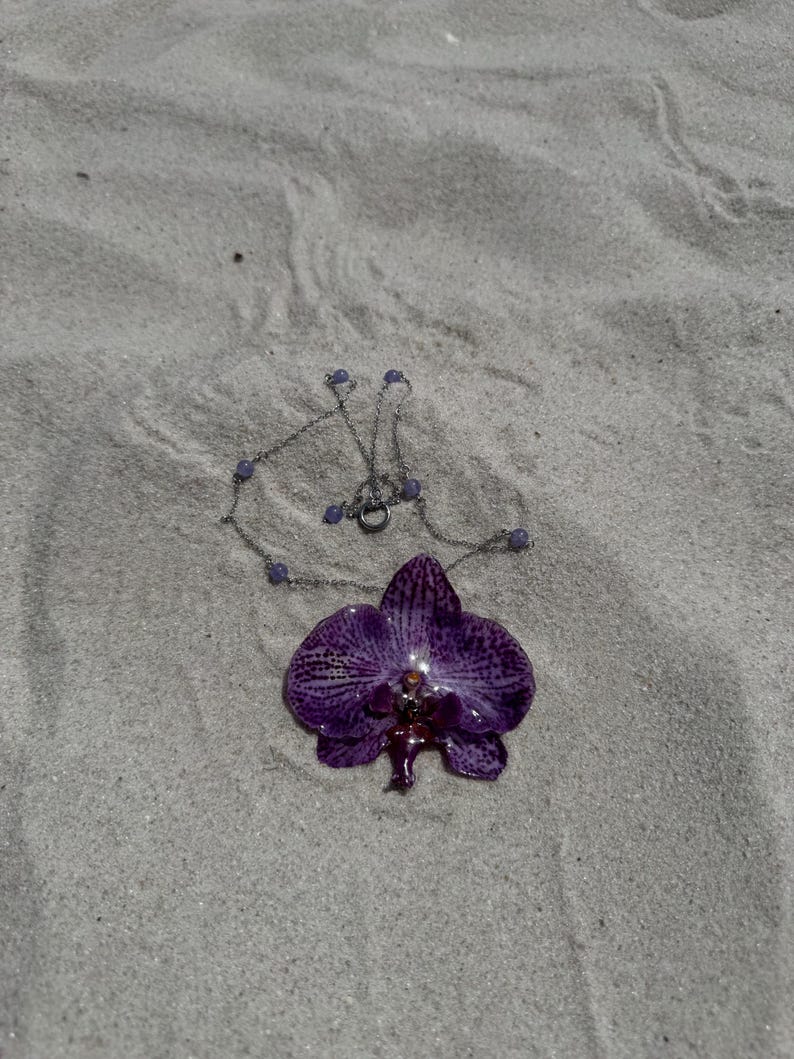 Real Orchid Flower Necklace | Purple Orchid Pendant | Natural Flower ...