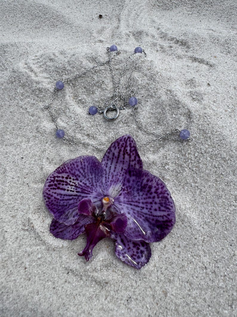 Real Orchid Flower Necklace | Purple Orchid Pendant | Natural Flower ...