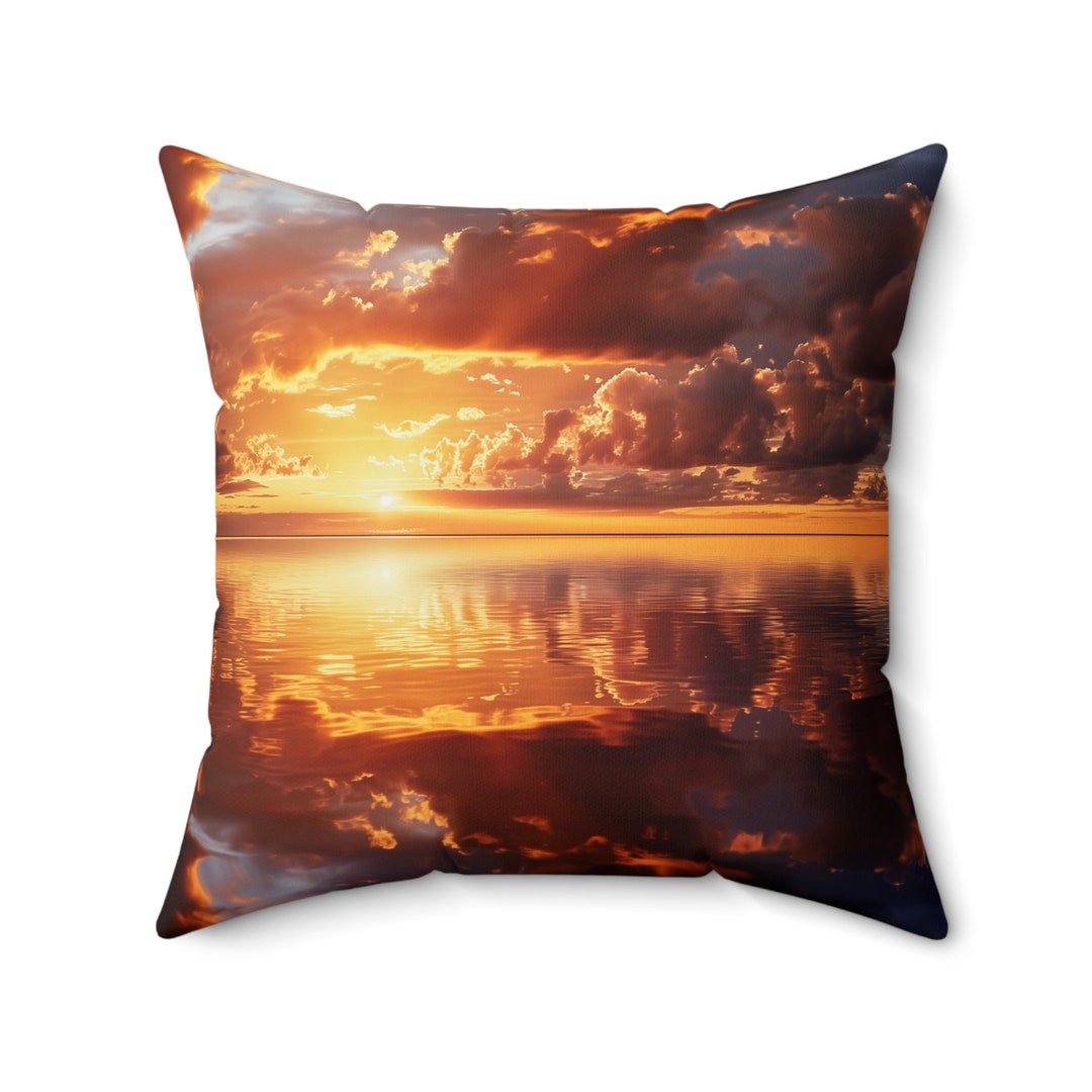 Sunset Shimmer Seascape Pillow: Ocean Art Cushion With Designer ...