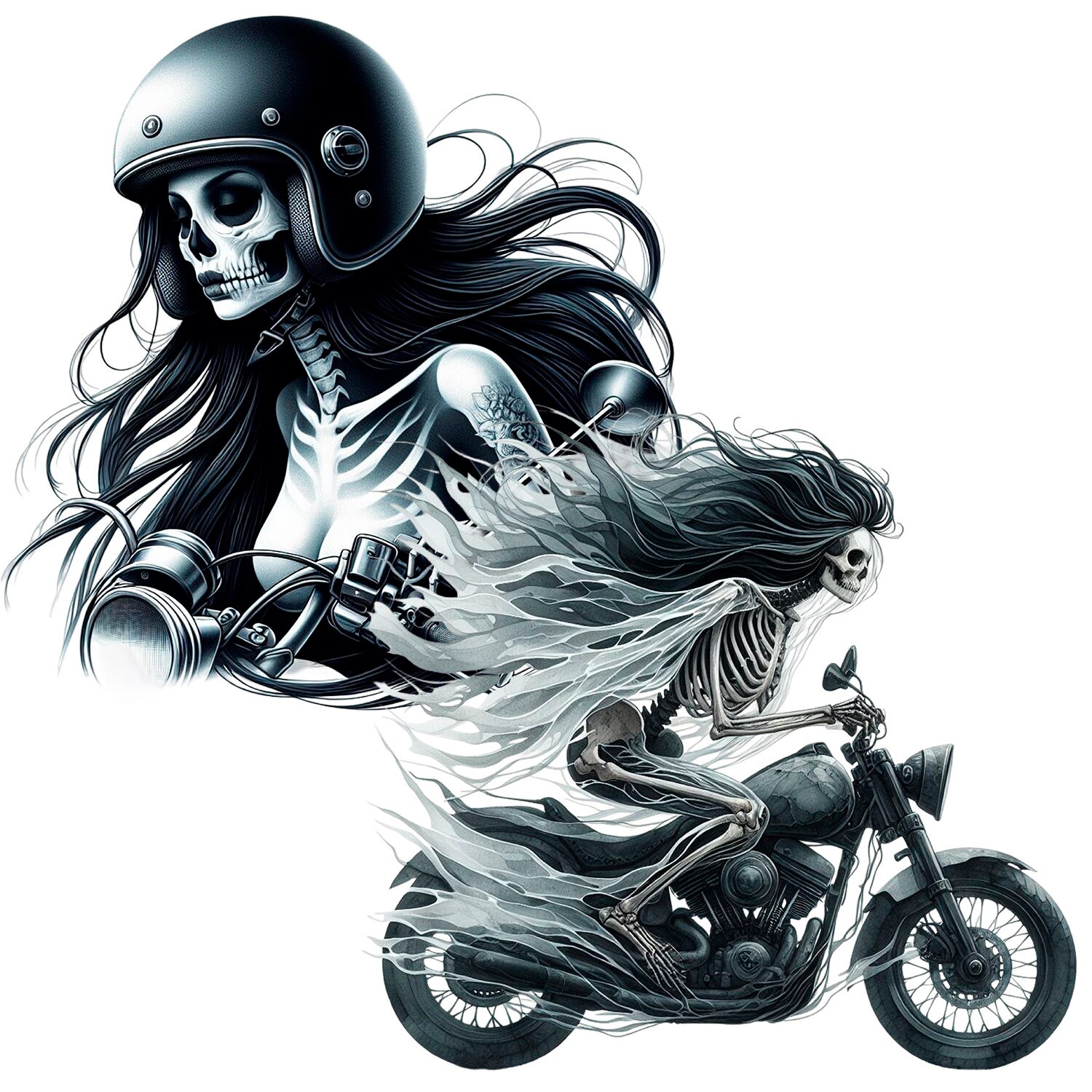 Skeleton Biker Clipart, Horror Clipart, Set of Watercolor Zombies ...