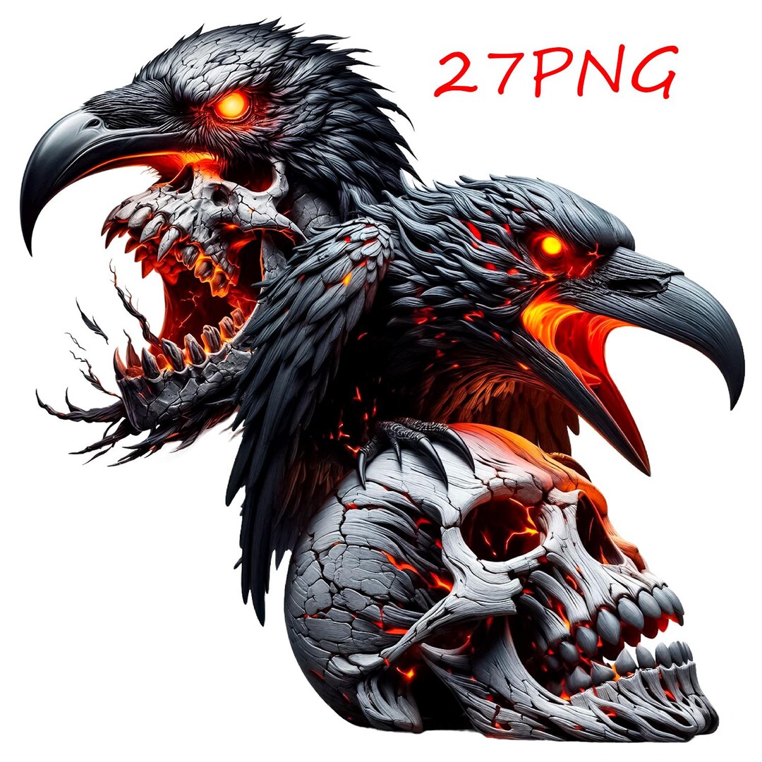 Skull & Raven PNG Clipart: Gothic Images (digital Download) - Etsy
