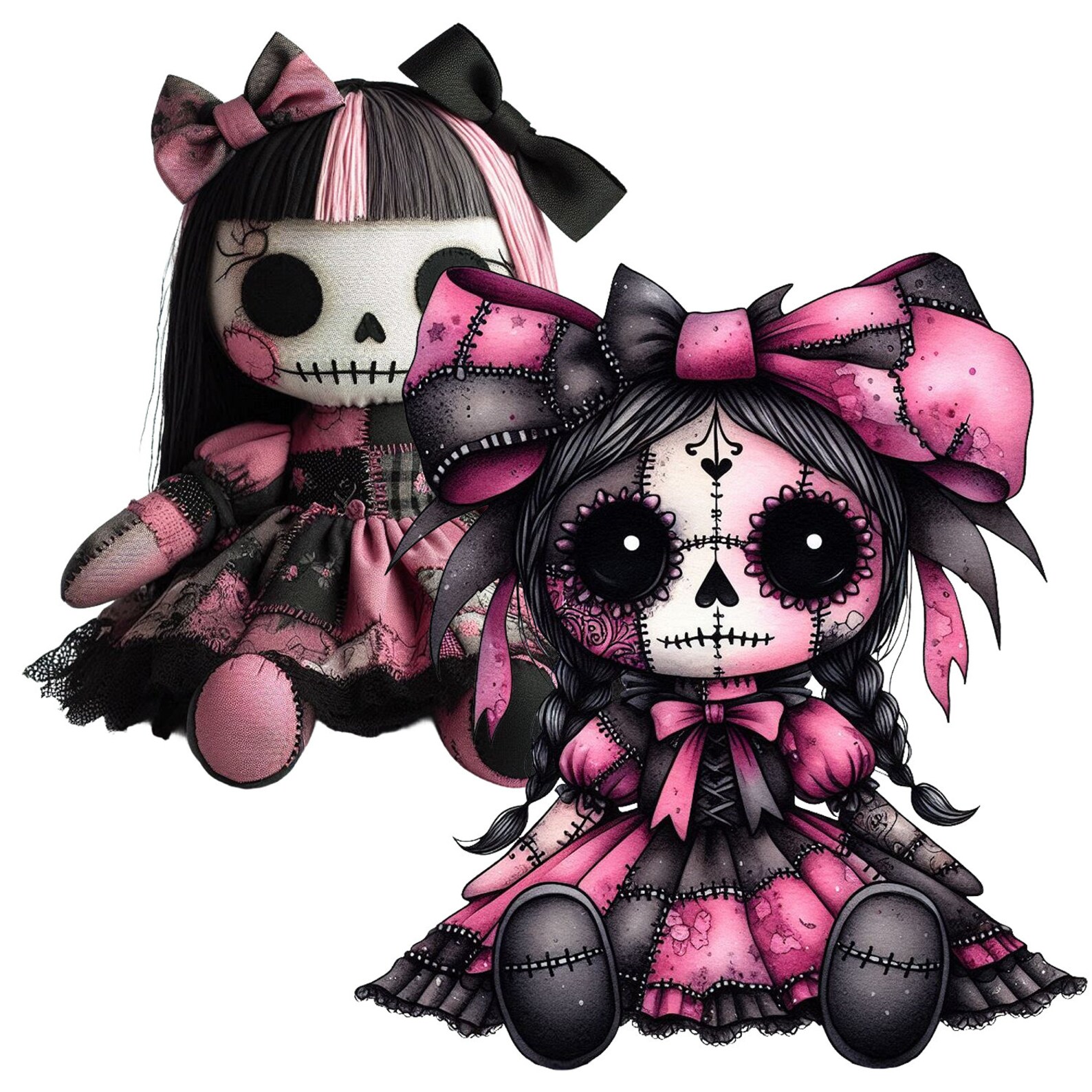 Creepy Gothic Doll Clipart: Horror Illustration PNG (33 Files) - Etsy