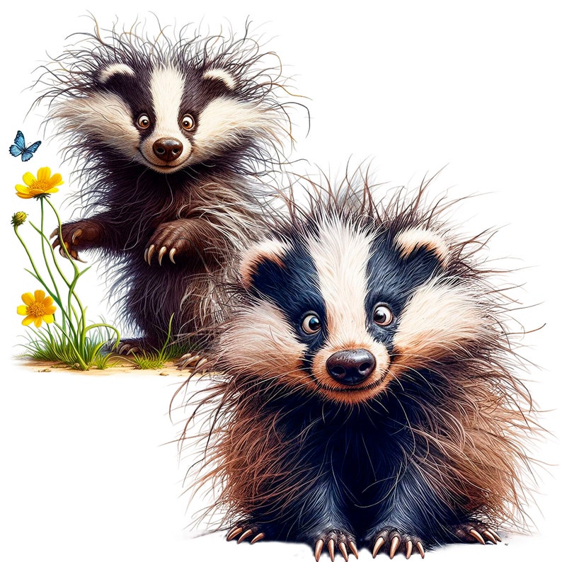Funny Badger Clipart: Whimsical PNG Illustrations (digital Download) - Etsy
