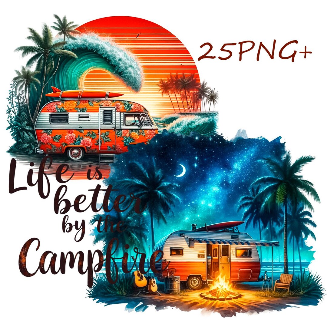 Retro Camper PNG: Hippie Van Clipart, transparenter Hintergrund ...