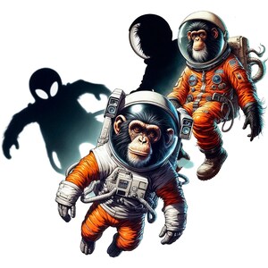 Astronaut Monkey Drawing, Alien Png, Watercolor Chimpanzee Png, Monkey ...