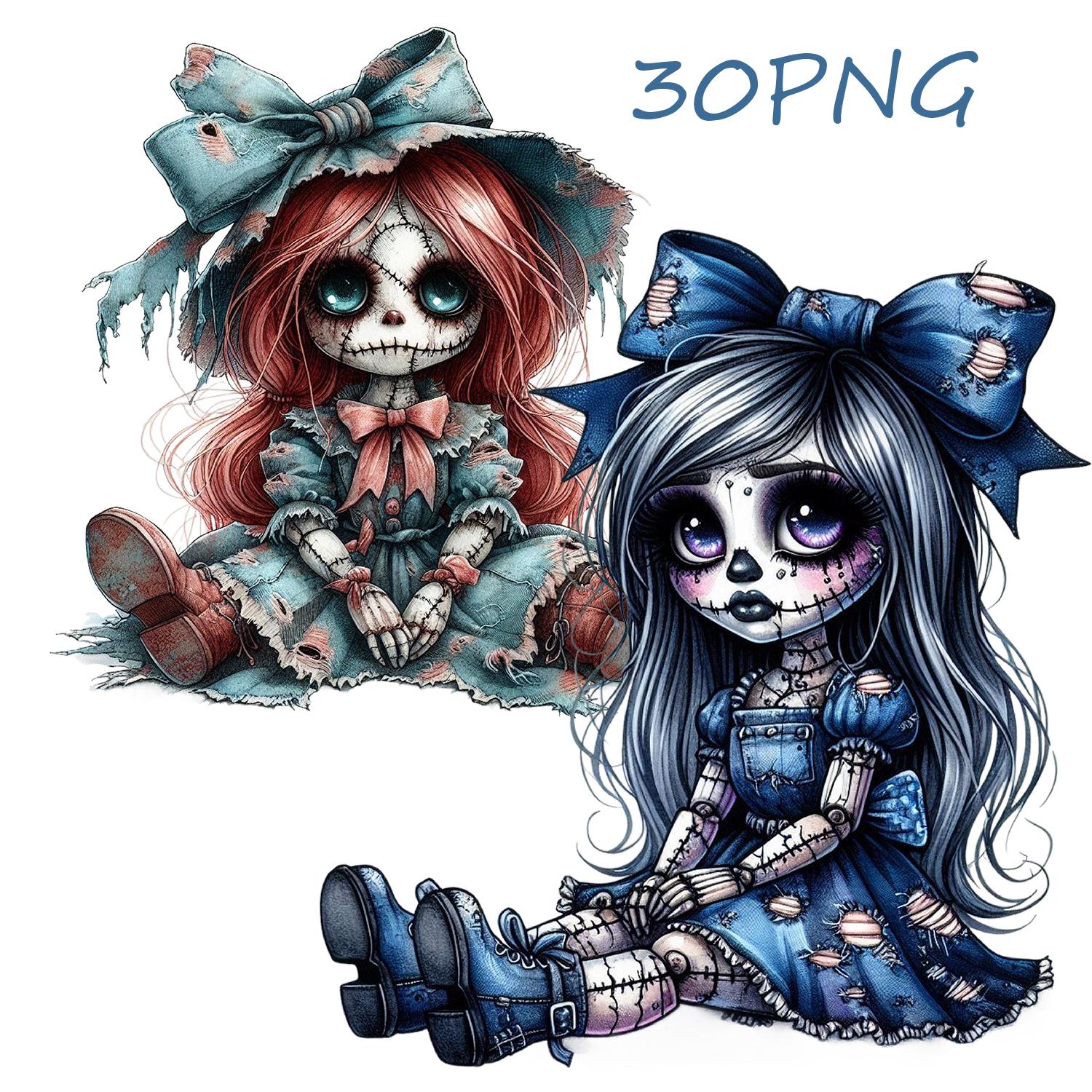 Creepy Gothic Doll PNG Images: Horror Illustrations (30 PNG Transparent ...