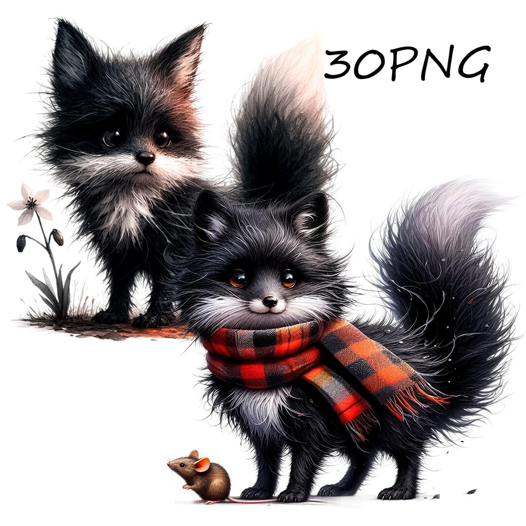 Funny Black Fox PNG Clipart: Transparent Background (30 PNG) - Etsy