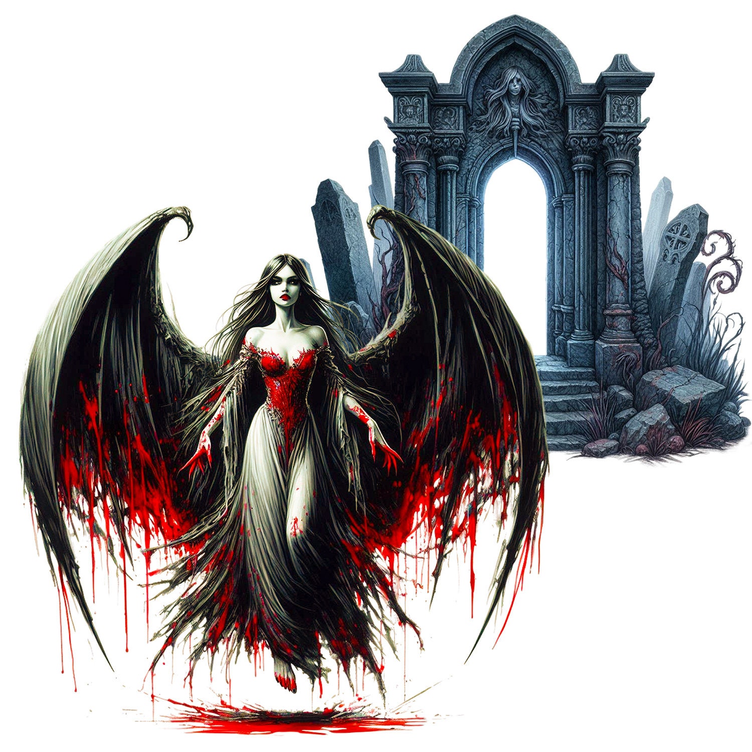 Vampire Bride, Vampire Woman Watercolor Clipart, Vampire Diaries ...