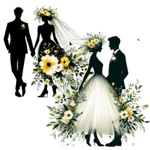 Bride and Groom Clipart, Wedding Day PNG, Marriage PNG, Newlyweds ...