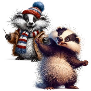 Funny Badger Clipart: Whimsical PNG Illustrations (digital Download) - Etsy