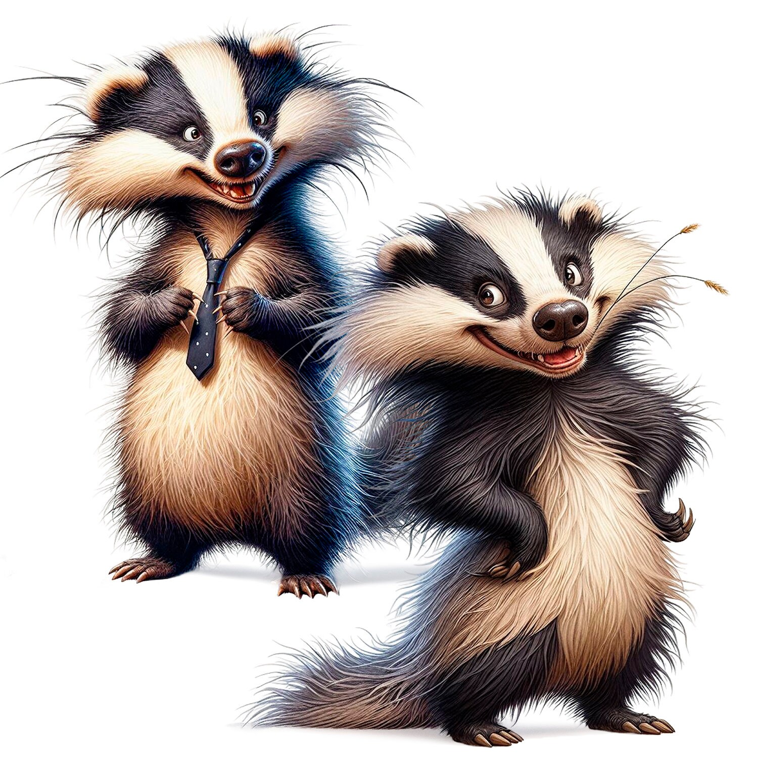 Funny, Whimsical Badger Illustrations, Creative Files for Digital ...