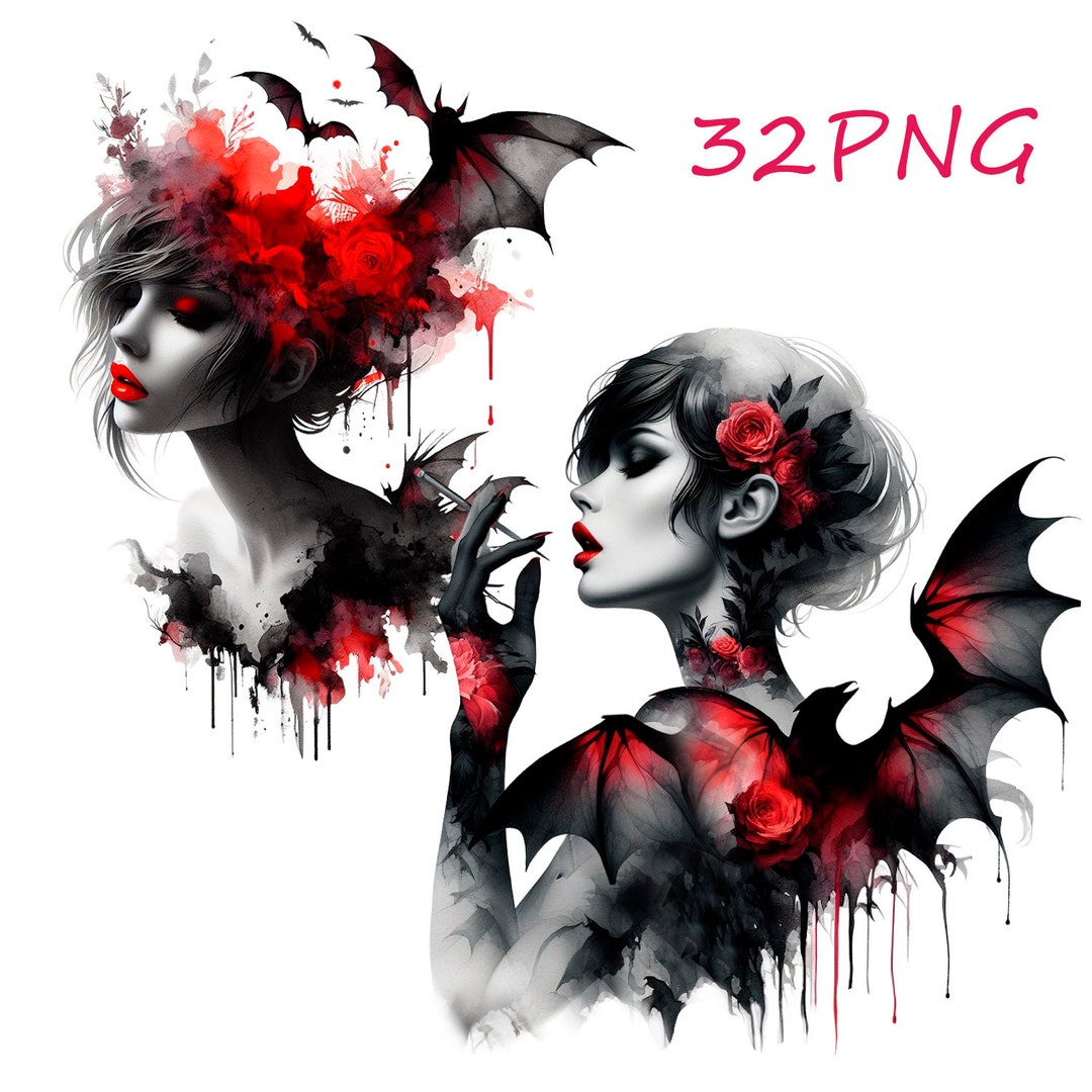 Vampire Girl, Vampire Watercolor Clipart, Vampire Drawings, Vampire Png ...