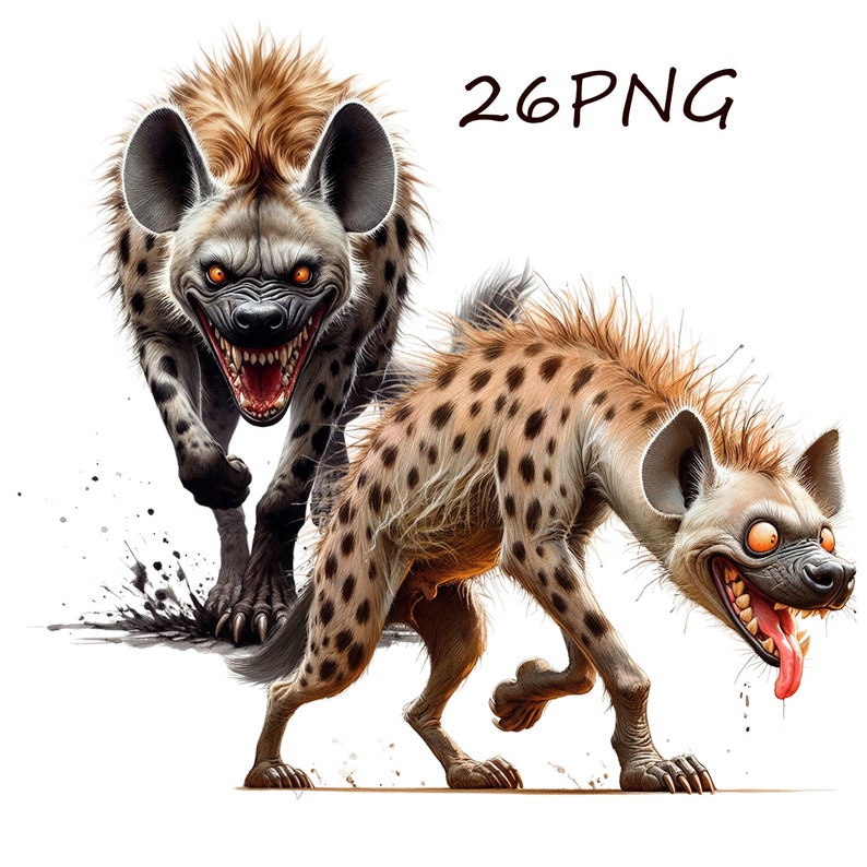 Hyena Clipart, Funny Animal PNG Images (26 Files) - Etsy