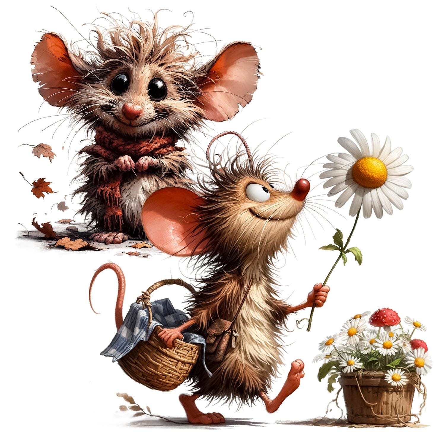 Funny Mouse Clipart: 30 PNG Illustrations, Transparent Background ...