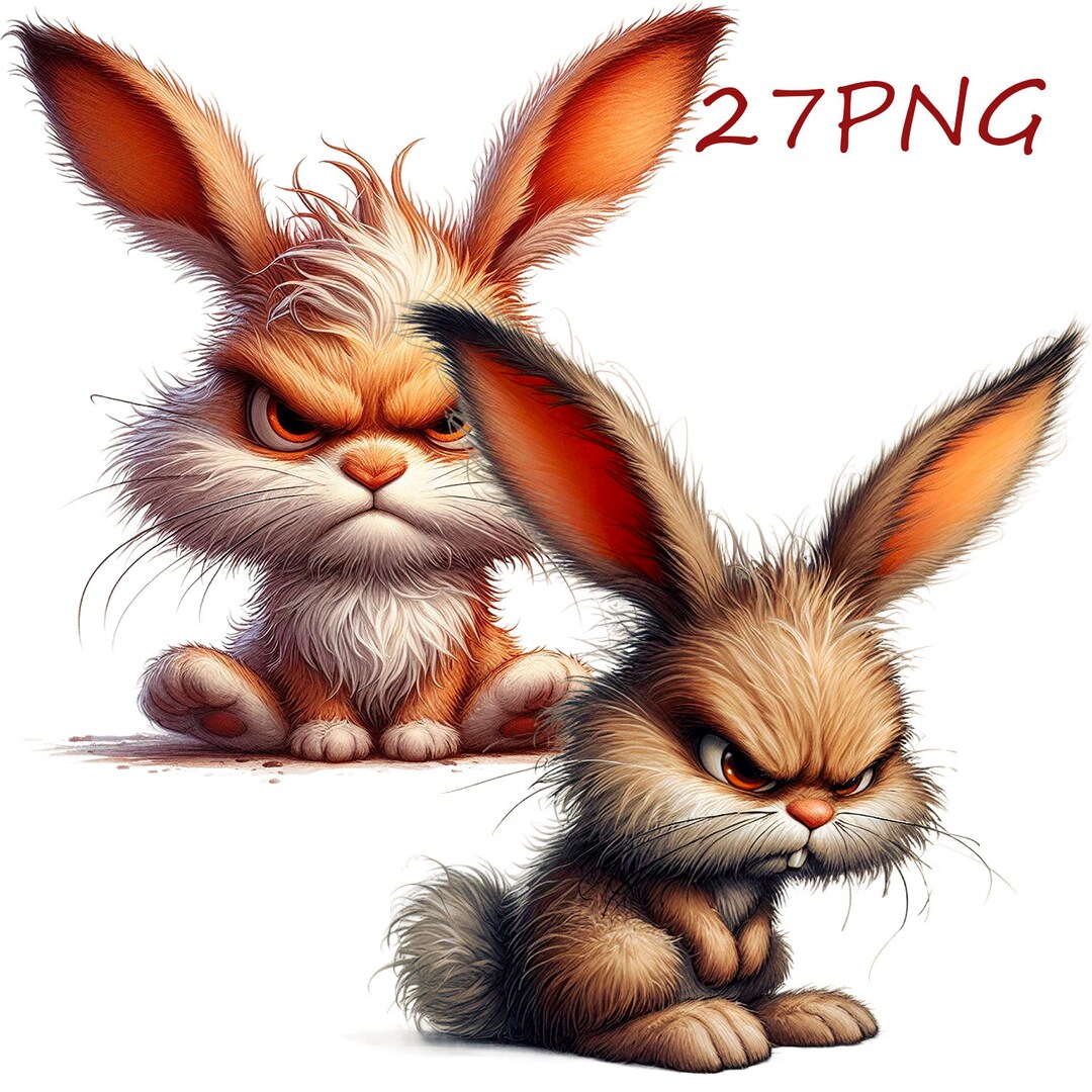 Funny Angry Rabbit Clipart: Commercial Use PNG Images (27 PNG ...