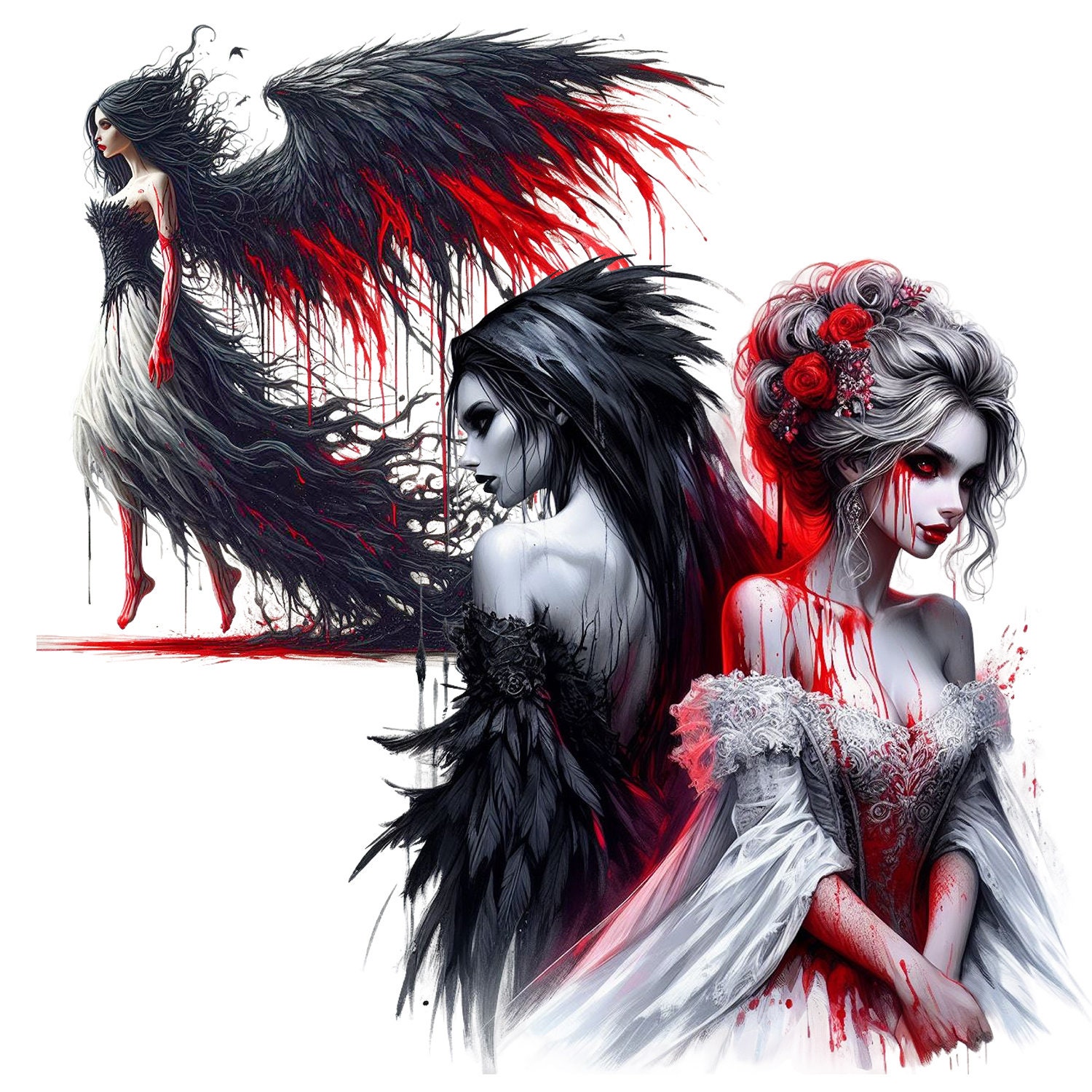 Vampire Bride, Vampire Woman Watercolor Clipart, Vampire Diaries ...