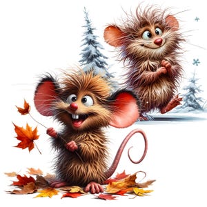 Funny Mouse Clipart: 30 PNG Illustrations, Transparent Background ...