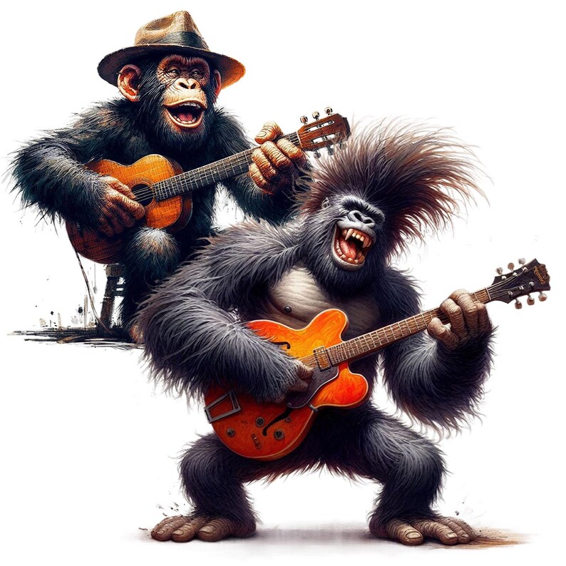 Monkey Rock Star PNG: Funny Orangutan Musician Clipart (24 PNG) - Etsy