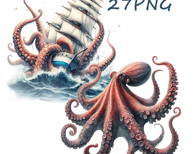 Watercolor Octopus Clipart, Sea Life Octopus Clipart, Under the Sea ...