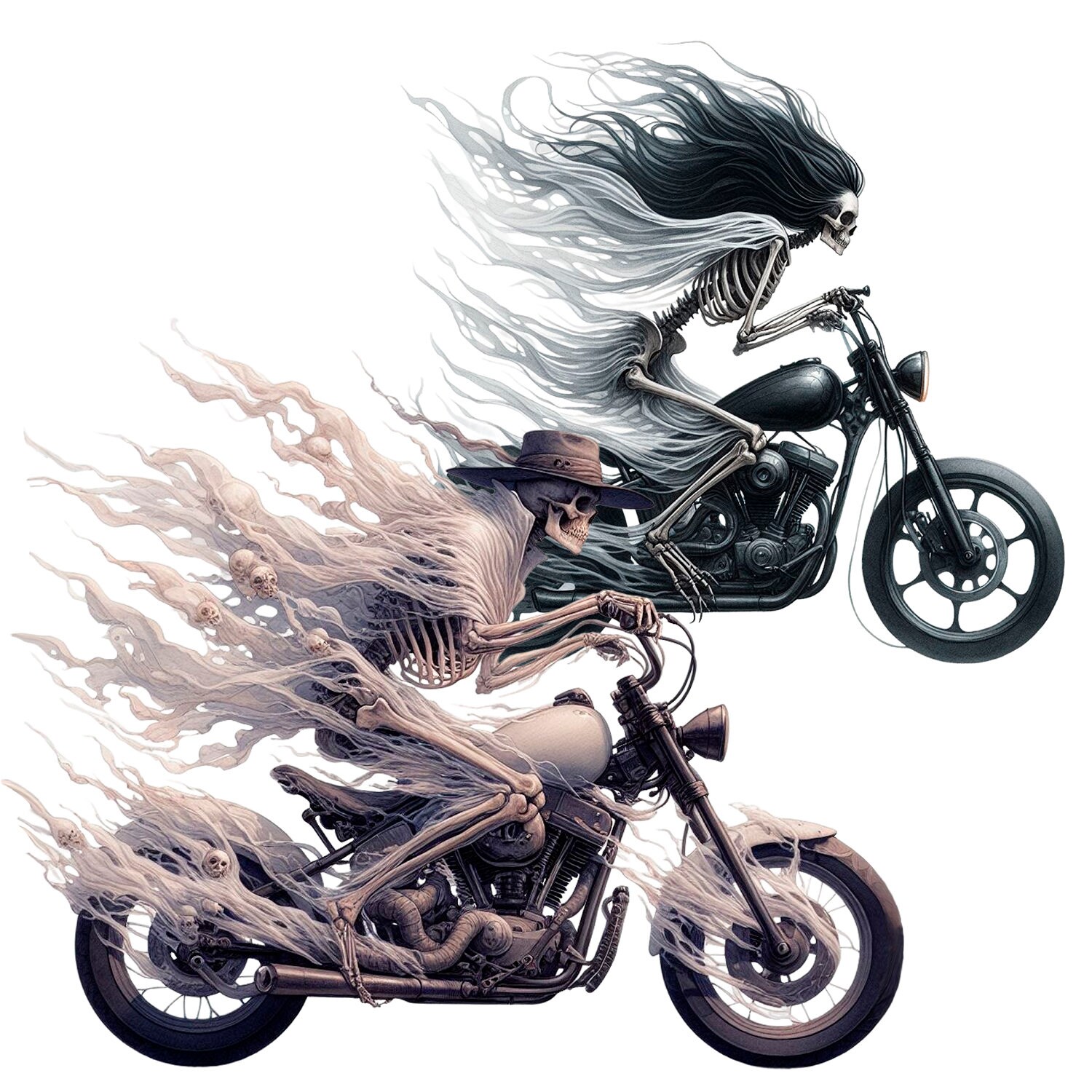 Skeleton Biker Clipart, Horror Clipart, Set of Watercolor Zombies ...