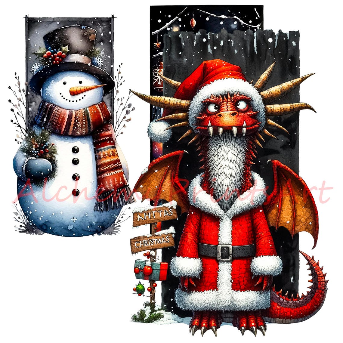 Christmas Dragon, Snowman PNG, 27 Pngs With Transparent Background ...