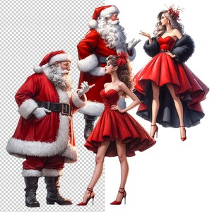 Quirky Santa PNG, Cute Miss Santa PNG, Funny Christmas Drawings, for ...
