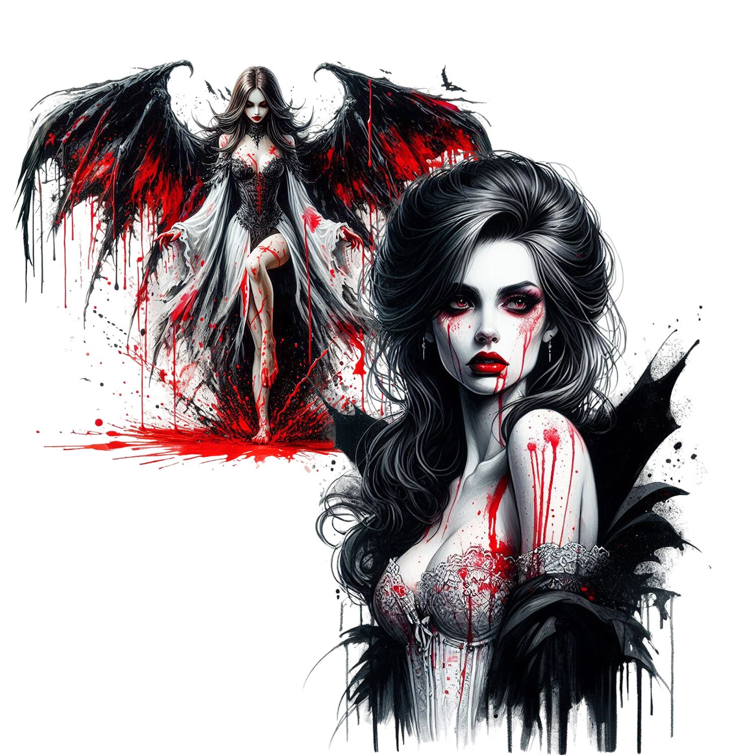 Vampire Bride, Vampire Woman Watercolor Clipart, Vampire Diaries ...